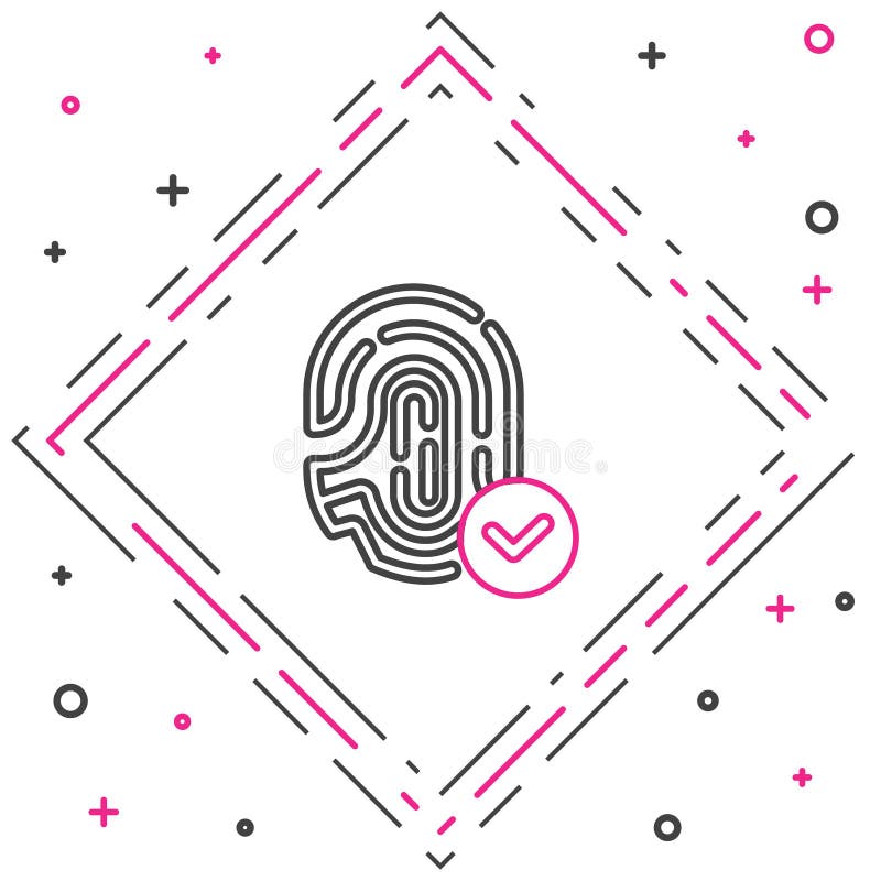 Line Fingerprint with Check Mark Icon Isolated on White Background. ID ... Line Fingerprint with Check Mark Icon Isolated on White Background. ID ...
