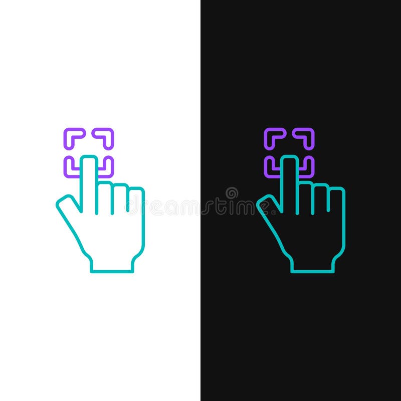Line Fingerprint Icon Isolated on White and Black Background. ID App ... Line Fingerprint Icon Isolated on White and Black Background. ID App ...