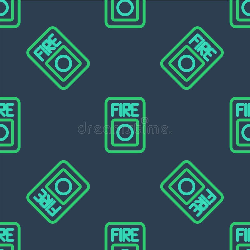 Line Fire Alarm System Icon Isolated Seamless Pattern on Blue ...