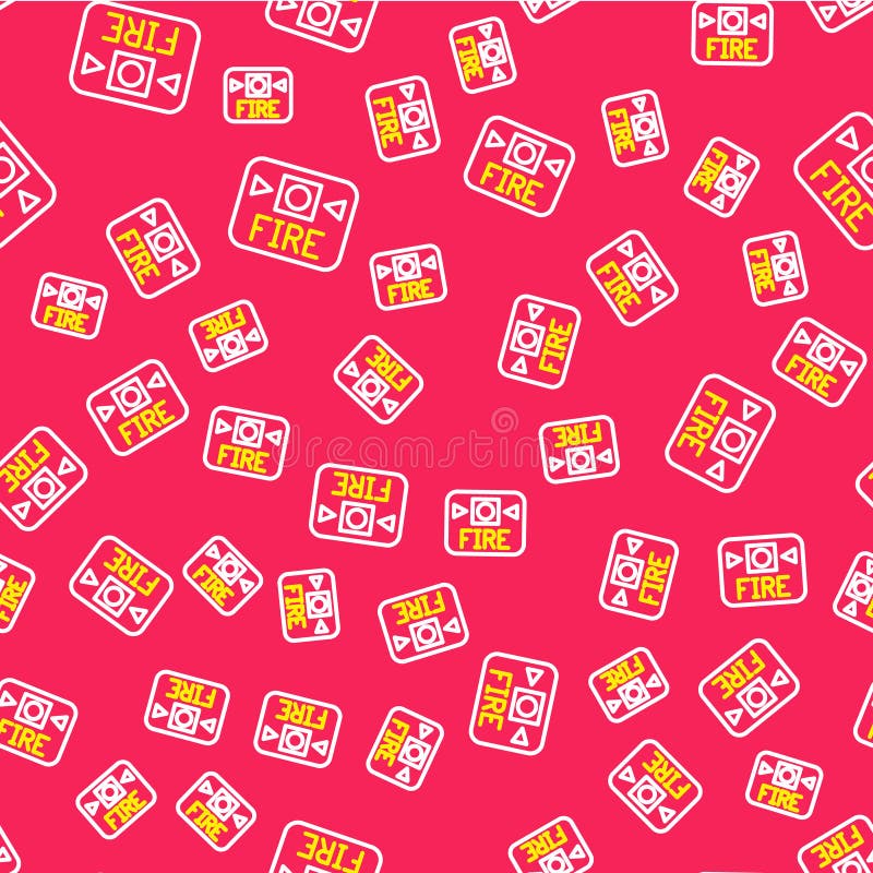 Line Fire Alarm System Icon Isolated Seamless Pattern on Red Background ...