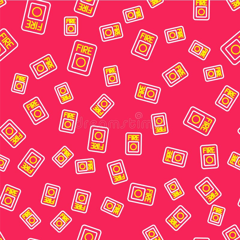 Line Fire Alarm System Icon Isolated Seamless Pattern on Red Background ...