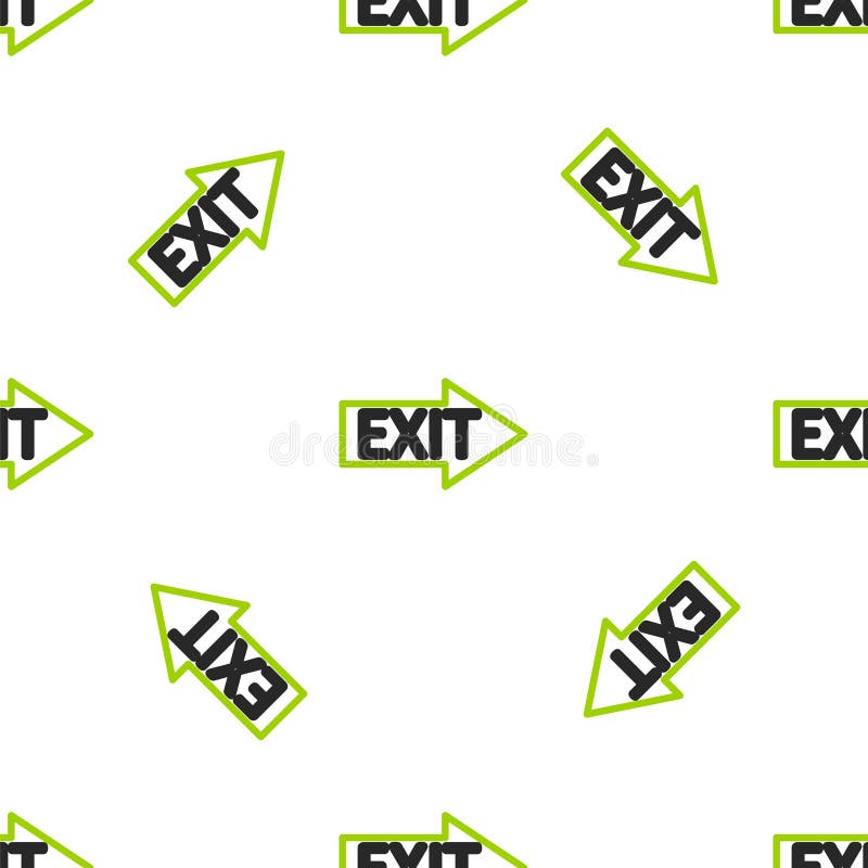Line Fire Exit Icon Isolated Seamless Pattern on White Background. Fire ...