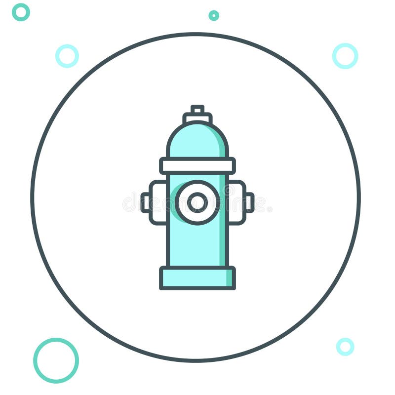 Line Fire Hydrant Icon Isolated on White Background. Colorful Outline ...