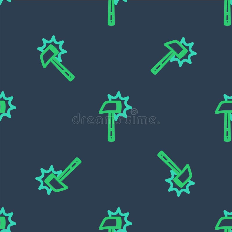 Line Firefighter Axe Icon Isolated Seamless Pattern on Blue Background ...