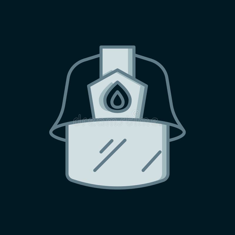 Line Firefighter Helmet or Fireman Hat Icon Isolated on Black Background. Flat Filled Outline ...