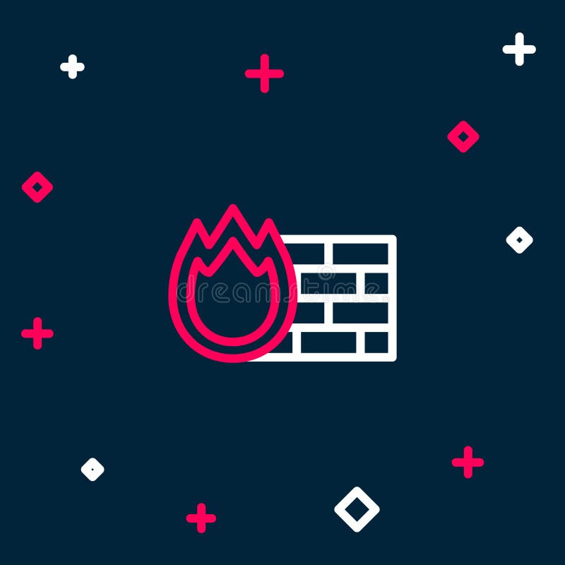 Line Firewall, Security Wall Icon Isolated on Blue Background. Colorful ...