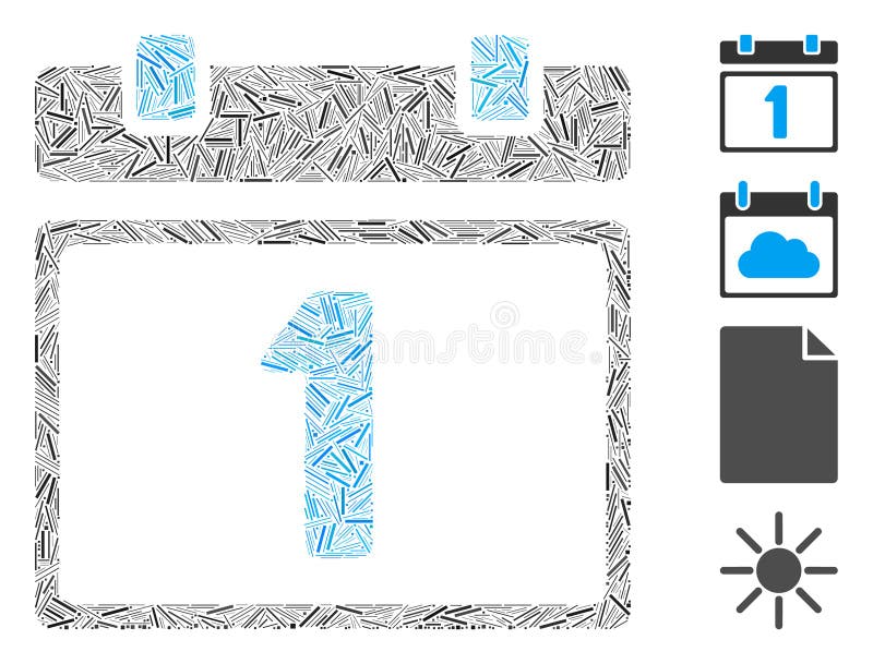 Line First Day Calendar Page Icon Vector Collage Stock Illustration ...