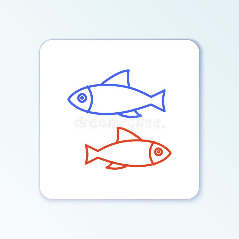 Line Fish Icon Isolated on White Background. Colorful Outline Concept ...