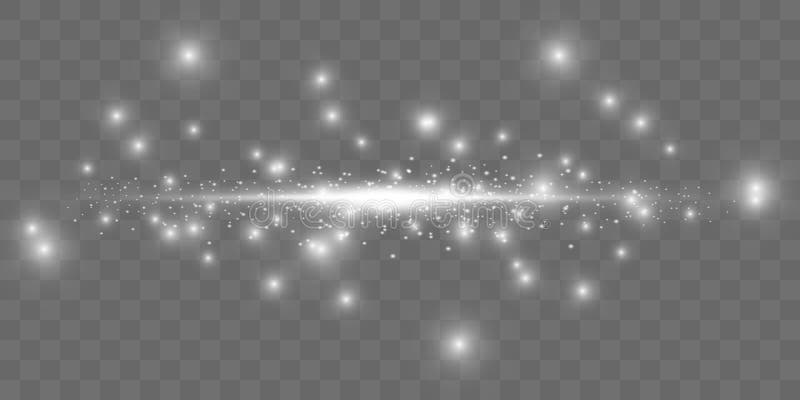 Line with Flares and Dust Isolated on Transparent Background. Silver ...