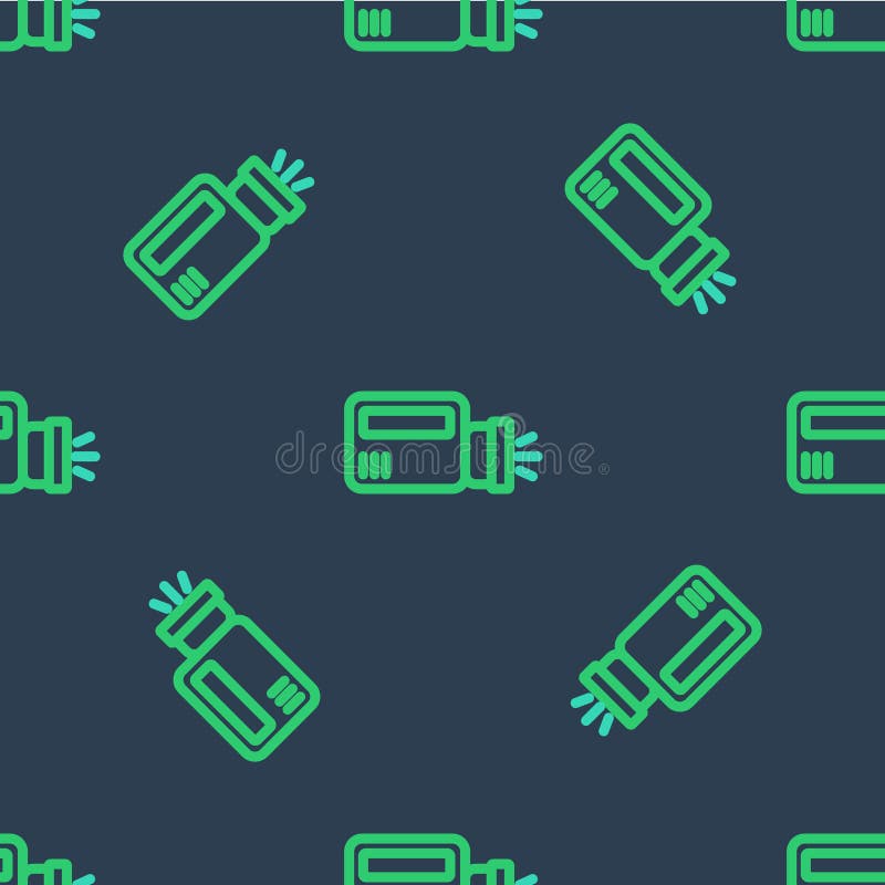 Line Flashlight Icon Isolated Seamless Pattern on Blue Background ...