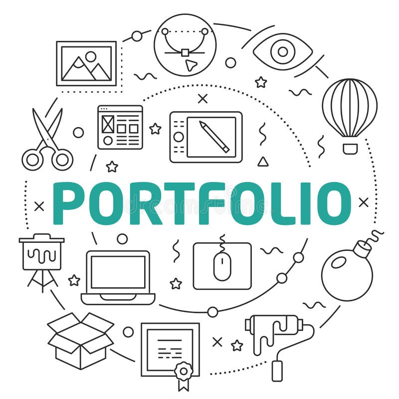 Line Flat Circle Illustration Portfolio Stock Vector - Illustration of ...