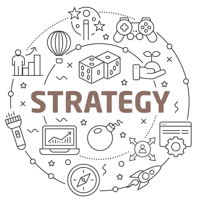 Line Flat Circle Illustration Strategy Stock Vector - Illustration of ...