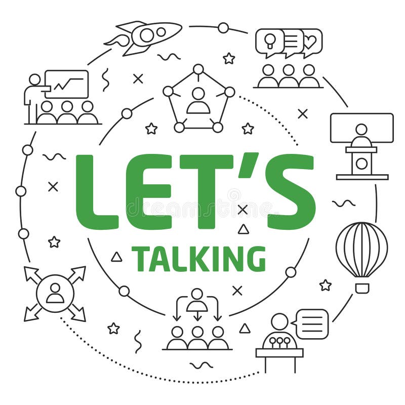 Line Flat Circle Illustration Talking Stock Vector - Illustration of ...