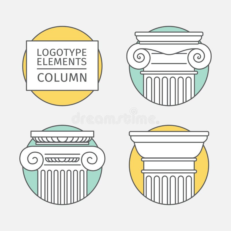Line Flat Icons Columns. Elements of a Corporate Logo. Vector Set Stock ...
