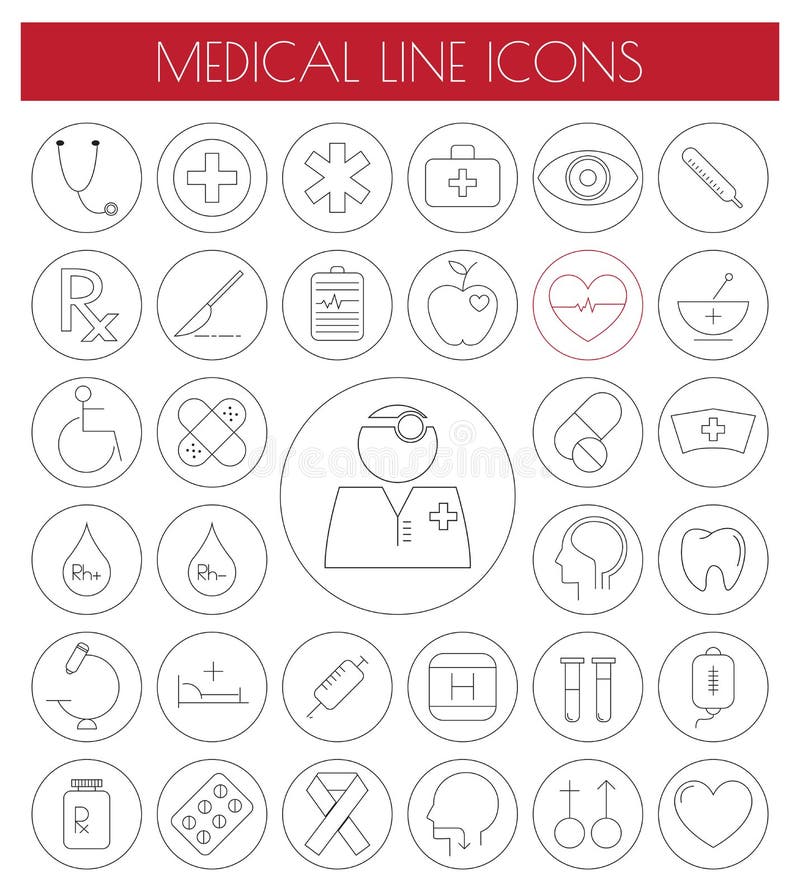 Line Flat Medical Icons Set.vector/eps10. Stock Vector - Illustration ...