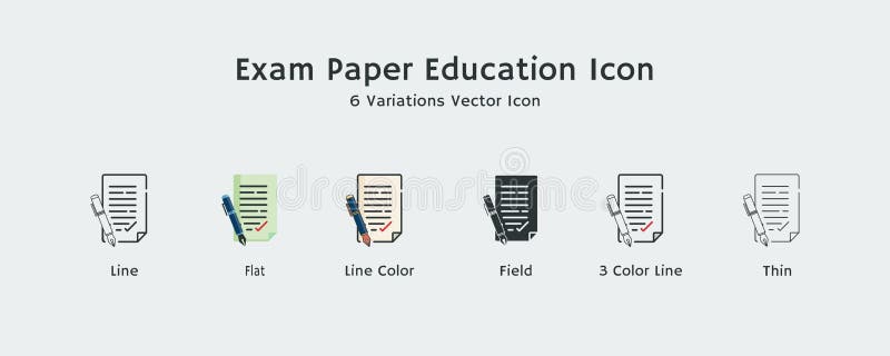 Line, Flat, Thin, Field, Colorful, Outline Style Exam Paper Education ...