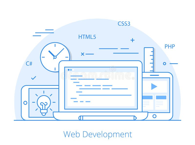 Web Design Programming SEO Concept Flat Web Banners Set Vector Stock Vector - Illustration of ...