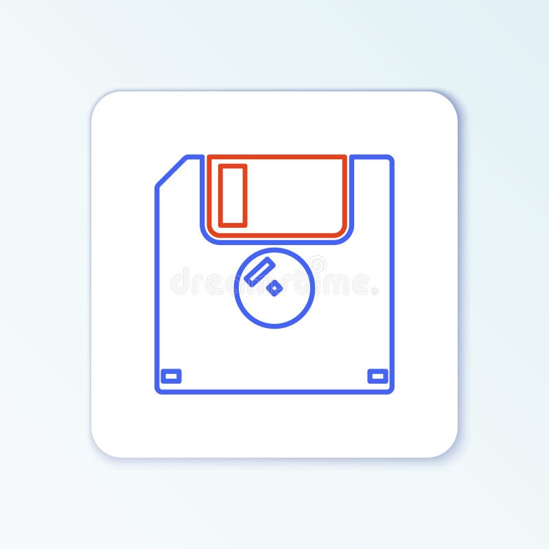 Line Floppy Disk for Computer Data Storage Icon Isolated on White ...
