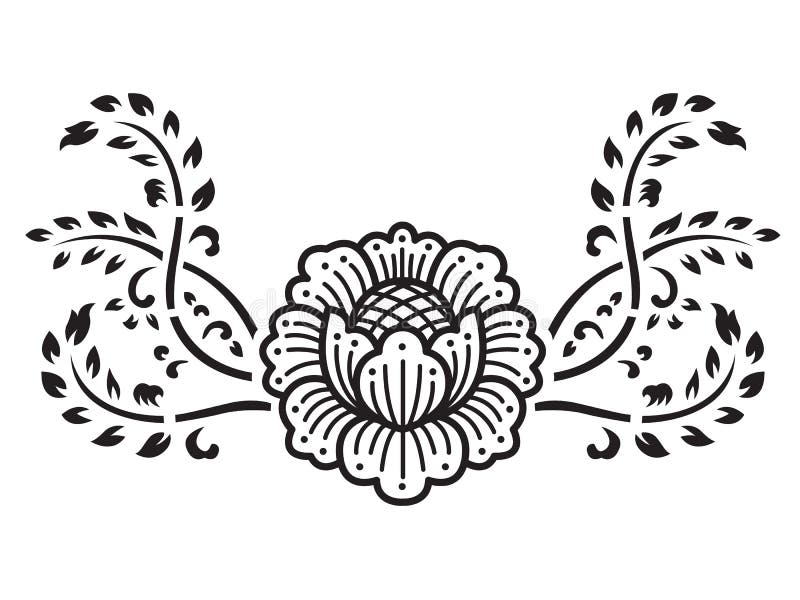 Line Flower and Creeping Plant Vector Art Design Stock Vector ...