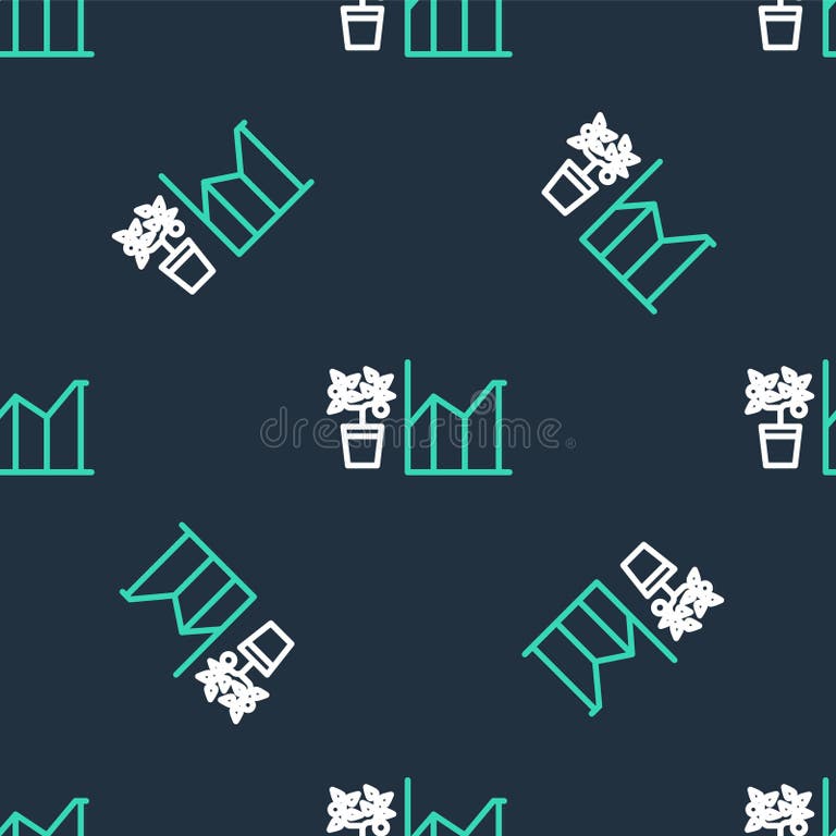 Line Flower Statistics Icon Isolated Seamless Pattern on Black ...