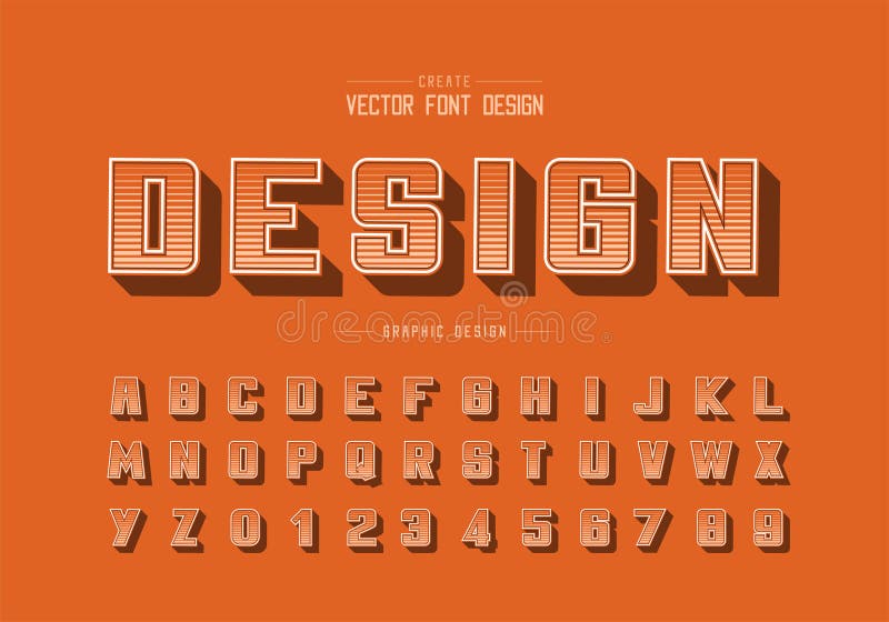 Line Font and Bold Alphabet Vector, Digital Writing Typeface and Number ...