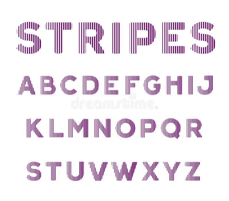 Line Font. Hatched Disco Style Alphabet. Vector Typeface. Stripes Stock ...