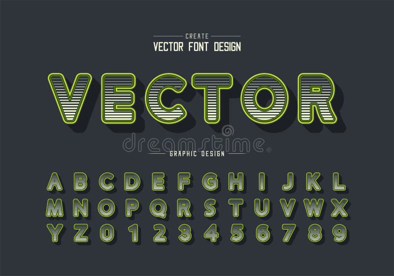 Line Font and Round Alphabet Vector, Digital Design Typeface and Number ...