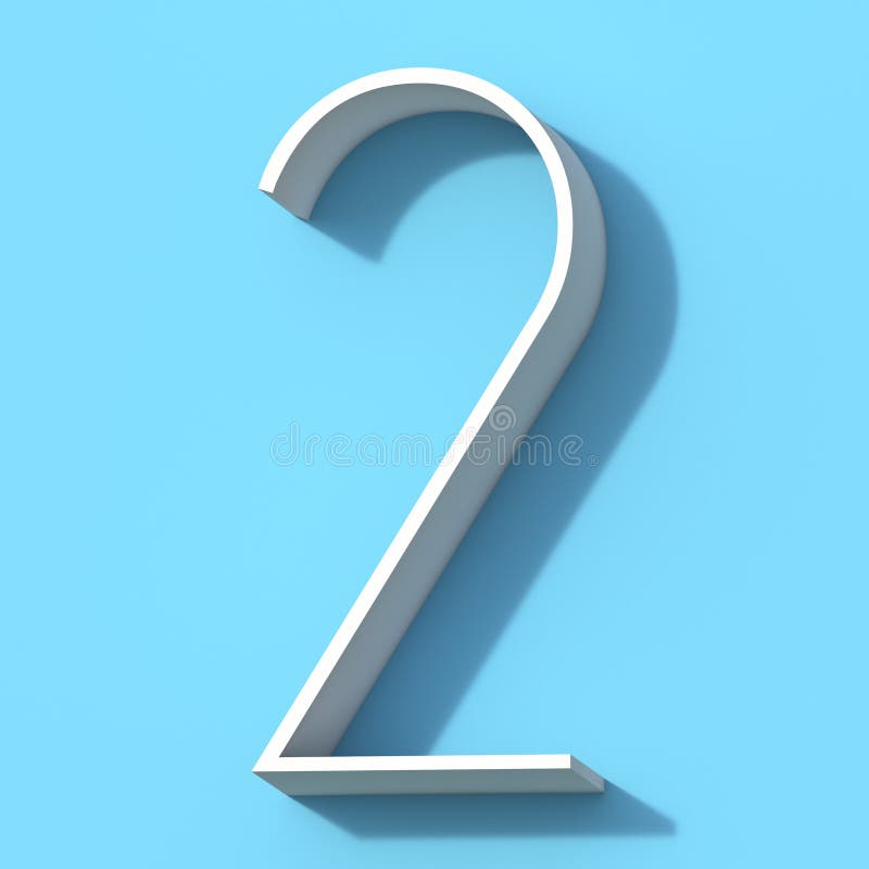 Line Font with Shadow Number 2 TWO 3D Stock Illustration - Illustration ...