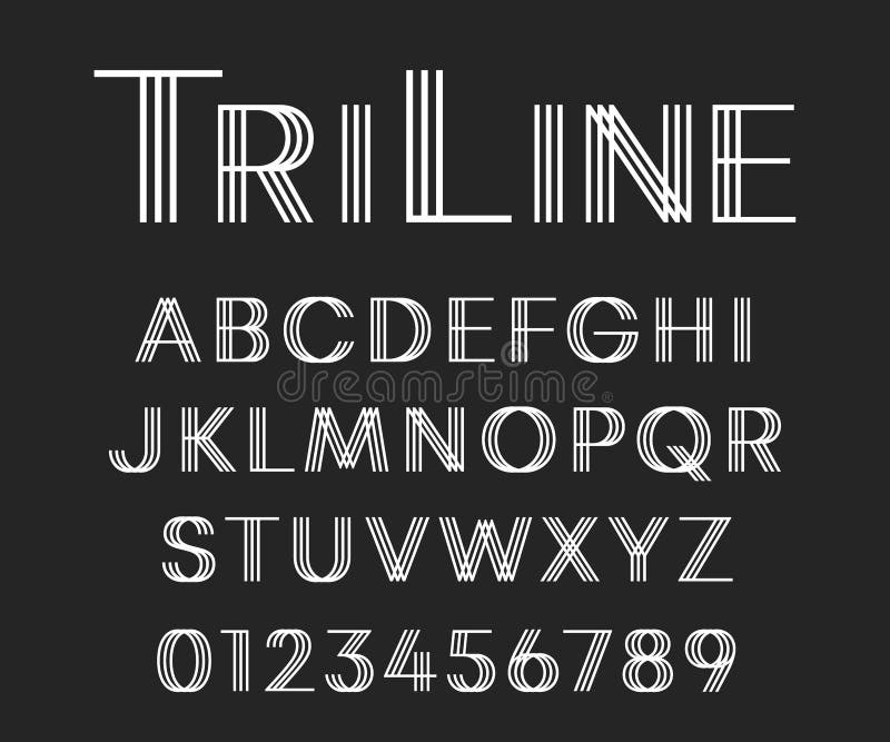 Thin Line Style, Linear Modern Font Stock Vector - Illustration of ...