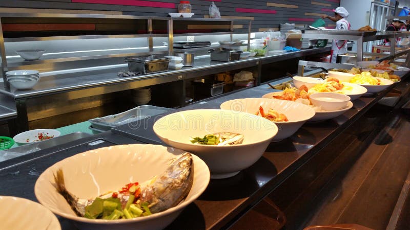 Line of the Food in the Cafeteria. Stock Photo - Image of restaurant ...