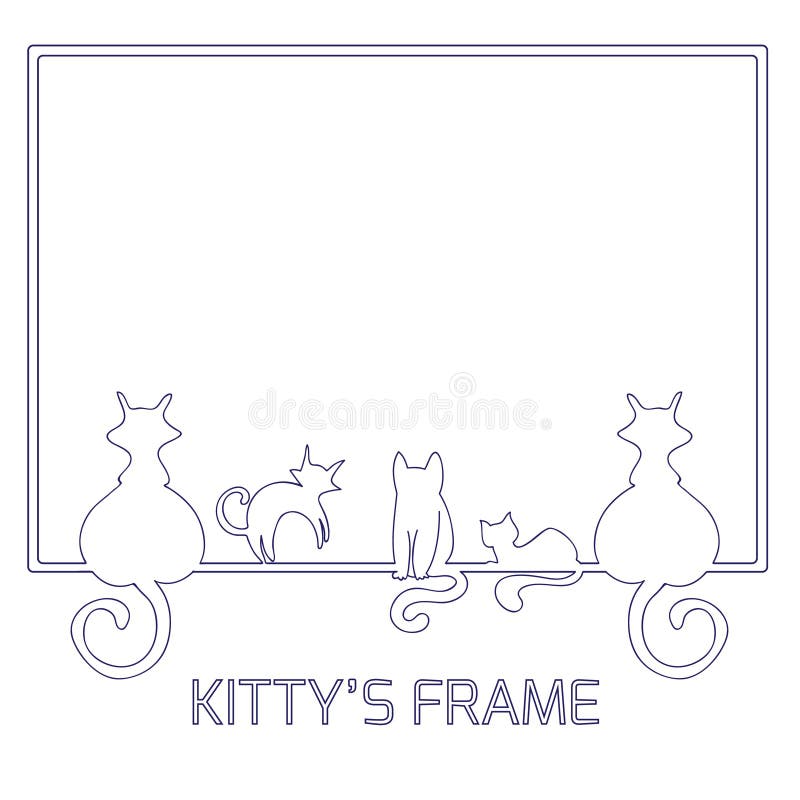 Line frame with cats stock vector. Illustration of decoration - 58288297