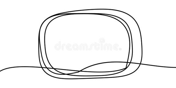 Line Frame Continuous Doodle Art Square Border Pencil One Vector Black ...