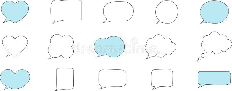 Line Frame Text Speech Bubble Set. Line Balloon Design Talk Speech ...