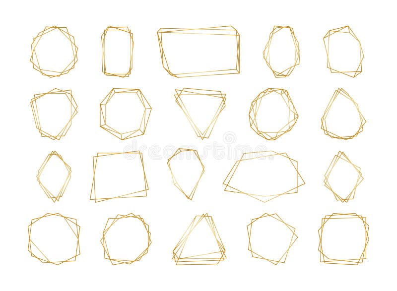 Line Frames with Golden Gradient for Wedding Invitation Card, Different ...