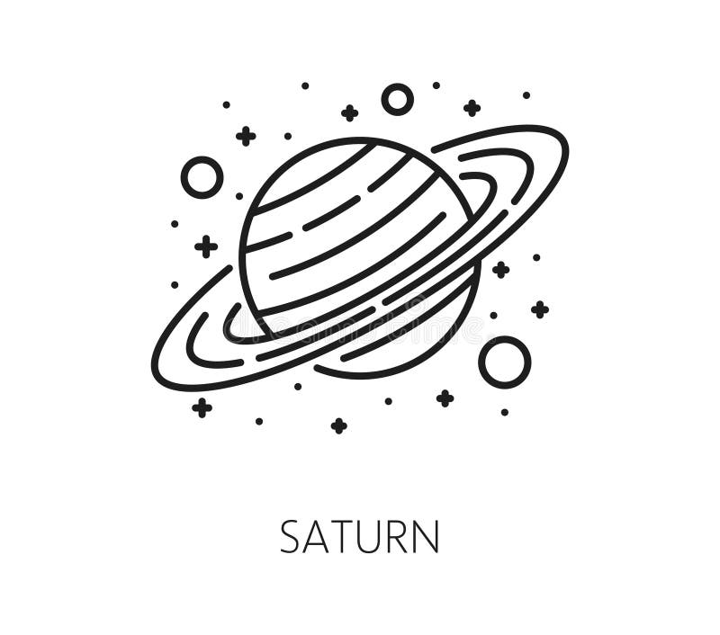 Line Galaxy Space Icon of the Planet Saturn Stock Illustration ...
