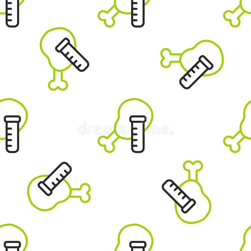 Line Genetically Modified Chicken Icon Isolated Seamless Pattern on ...