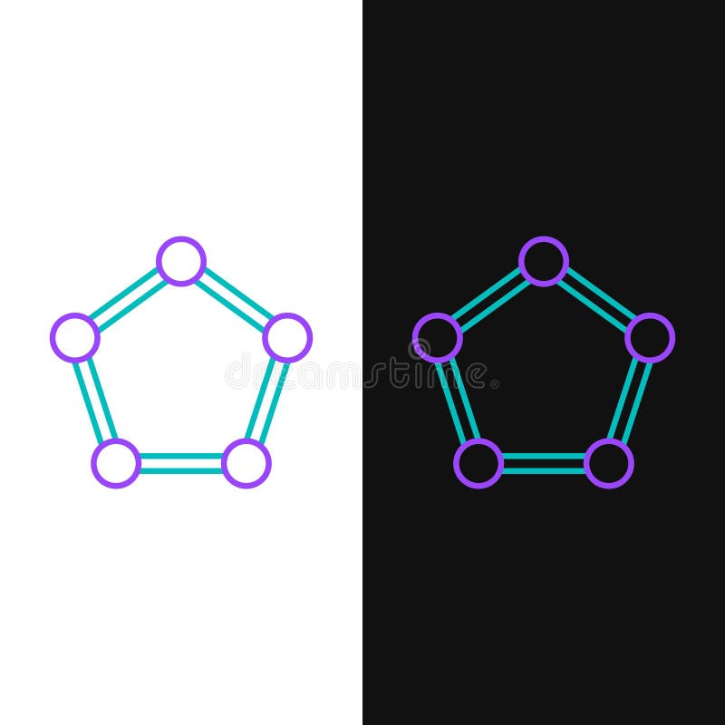 Line Geometric Figure Pentagonal Prism Icon Isolated on White and Black ... Line Geometric Figure Pentagonal Prism Icon Isolated on White and Black ...
