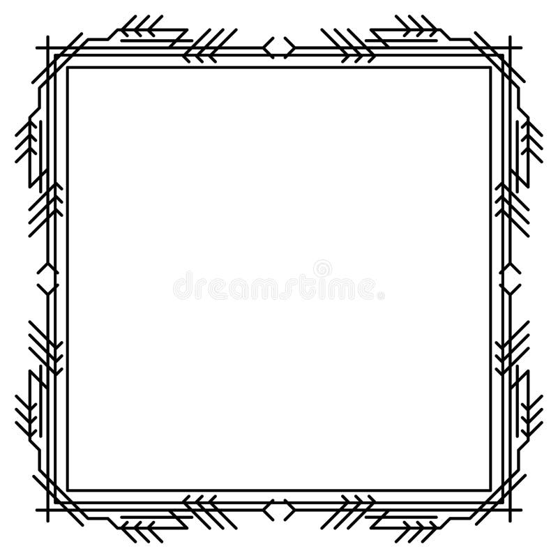 Line Geometric Frame. Tribal Ethnic Decorative Linear Background Stock ...