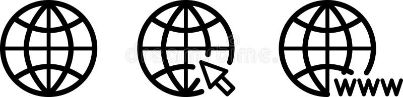 Line Go To Web Icons As Globe or World Symbol Stock Vector ...