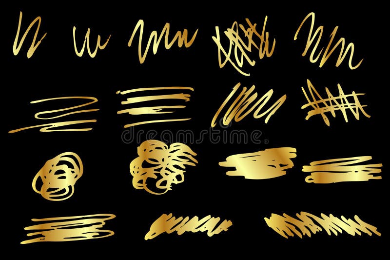 Thick Line Gold Golden Hand Draw Vector Abstract Shape, Set 16 ...
