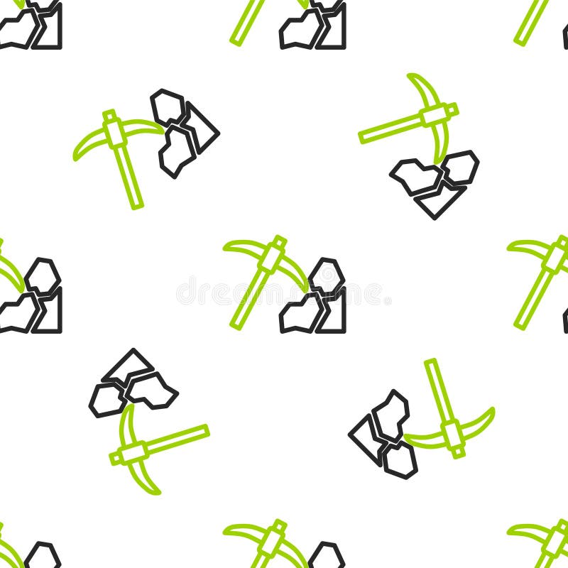 Line Gold Mining Icon Isolated Seamless Pattern on White Background ...