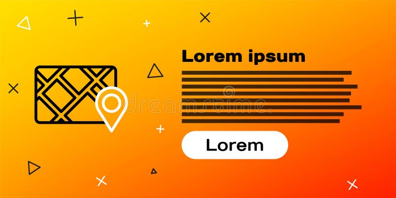 Line Gps Device with Map Icon Isolated on Yellow Background. Colorful ...