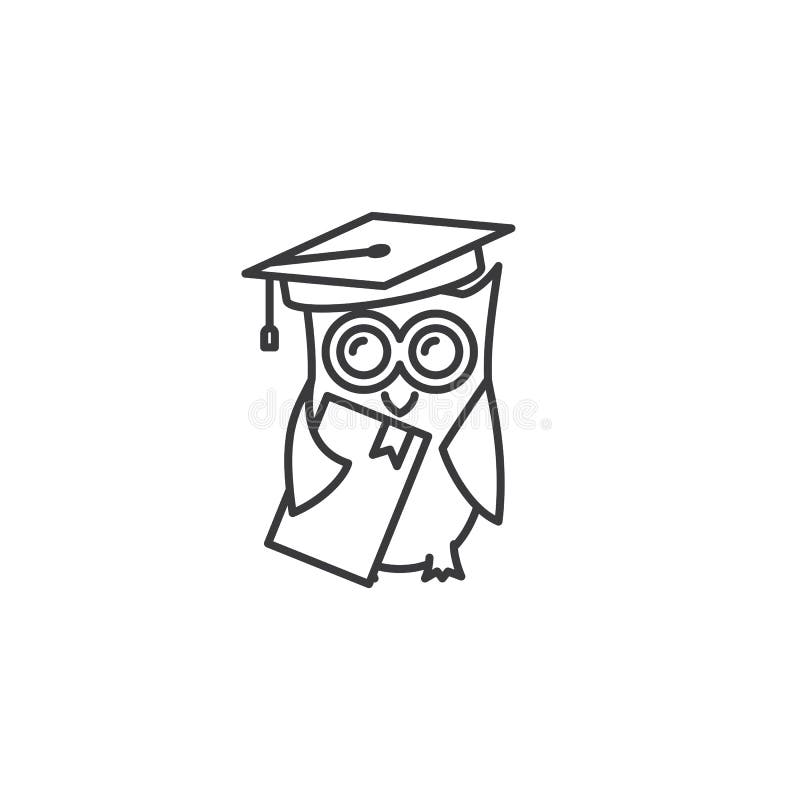 Smart Owl Logo. Cute Cartoon Owl in Graduation Hat. Kids Study Symbol ...