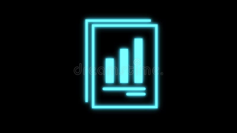 Line Graph Analysis Icon in Document Shape with Blue Neon Colour ...