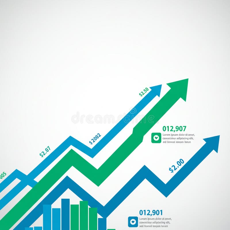 A Line Graph with Blue and Green Arrows Trending Upwards Indicates ...