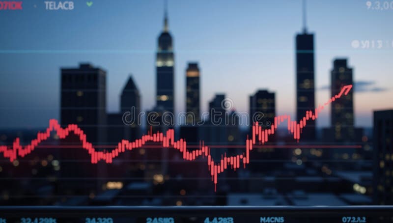 Line Graph with Building Silhouette Overlays Stock Illustration ...