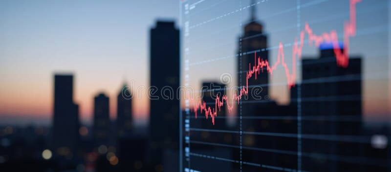 Line Graph with Building Silhouette Overlays Stock Illustration ...