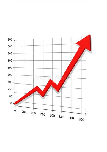 Line Graph with a 3D Red Arrow Indicating an Upward Trend. the Graph ...