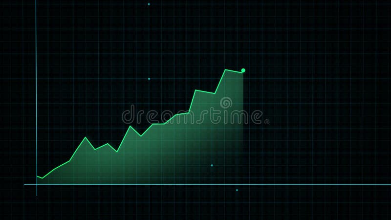 Line Graph of Digital Income Chart Made in Tech Style on High Tech Grid ...