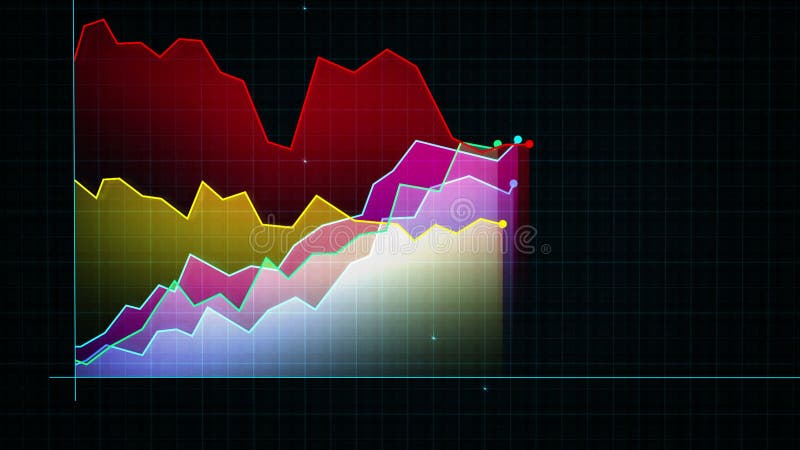 Line Graph of Digital Income Chart Made in Tech Style on High Tech Grid ...